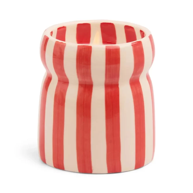 Ceramic Custom Candle Vessels Wholesale, Striped Candle Jars